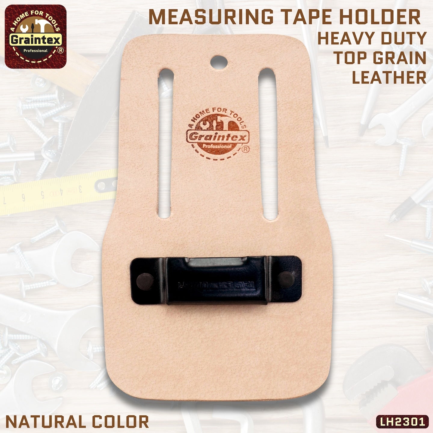 LH2301 :: MEASURING TAPE HOLDER HEAVY DUTY NATURAL COLOR TOP GRAIN LEA ...