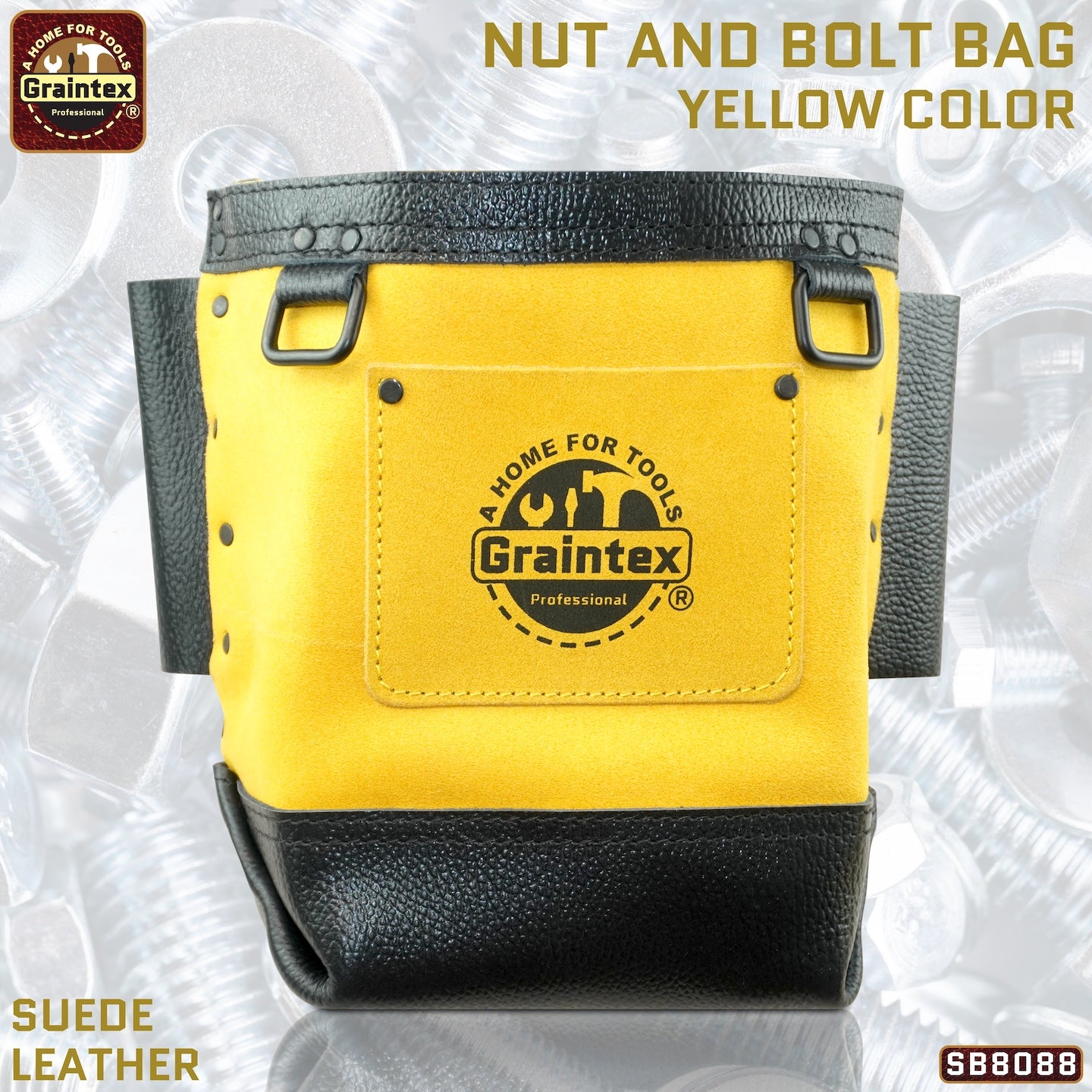 Nut & Bolt Bag Yellow Color Premium Quality Suede Leather – Graintex