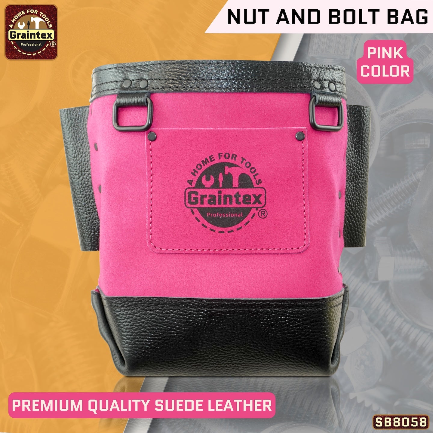 SB8058 :: Nut & Bolt Bag Pink Color Premium Quality Suede Leather ...