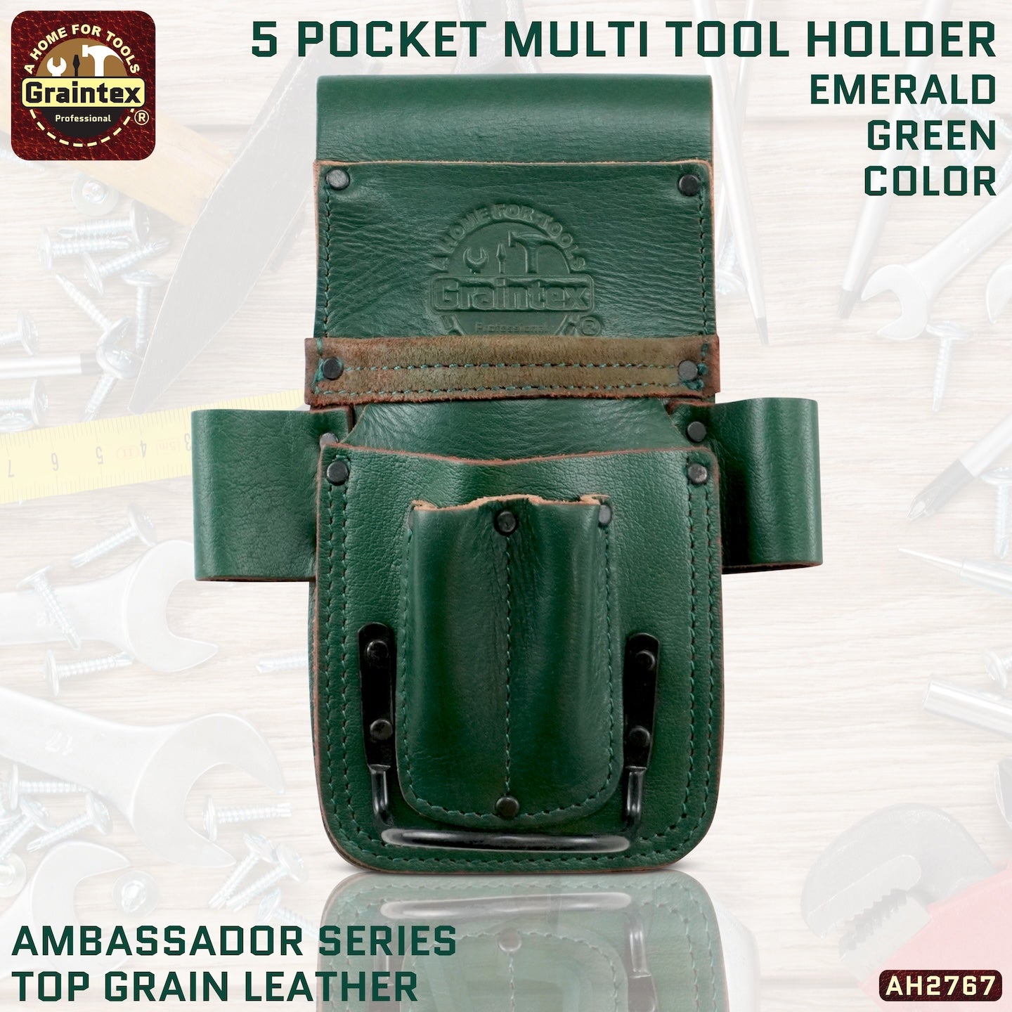 AH2767 :: AMBASSADOR SERIES 5 POCKET MULTI TOOL HOLDER EMERALD GREEN C ...