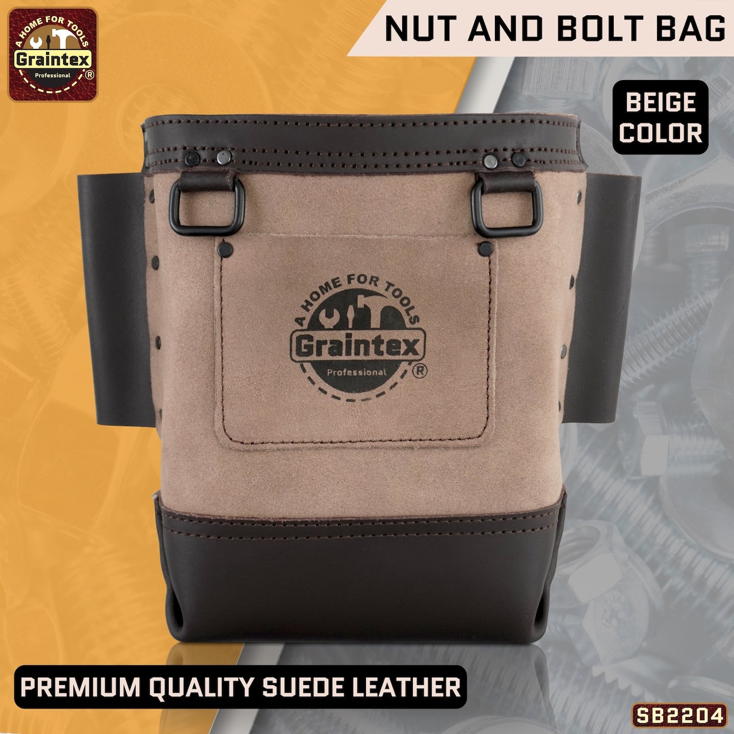 SB2204 :: Nut & Bolt Bag Beige Color Premium Quality Suede Leather ...