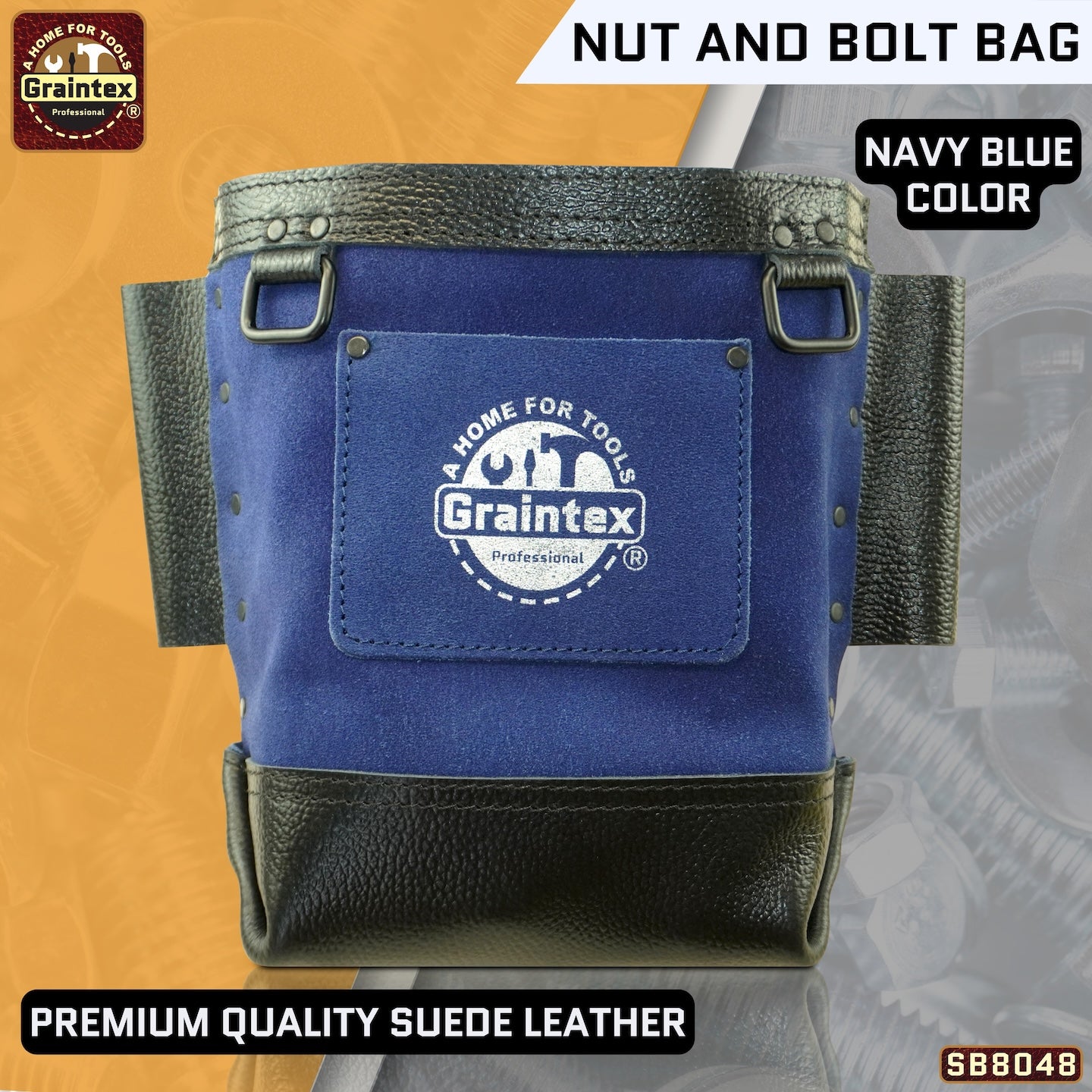 SB8048 :: Nut & Bolt Bag Navy Blue Color Premium Quality Suede Leather ...