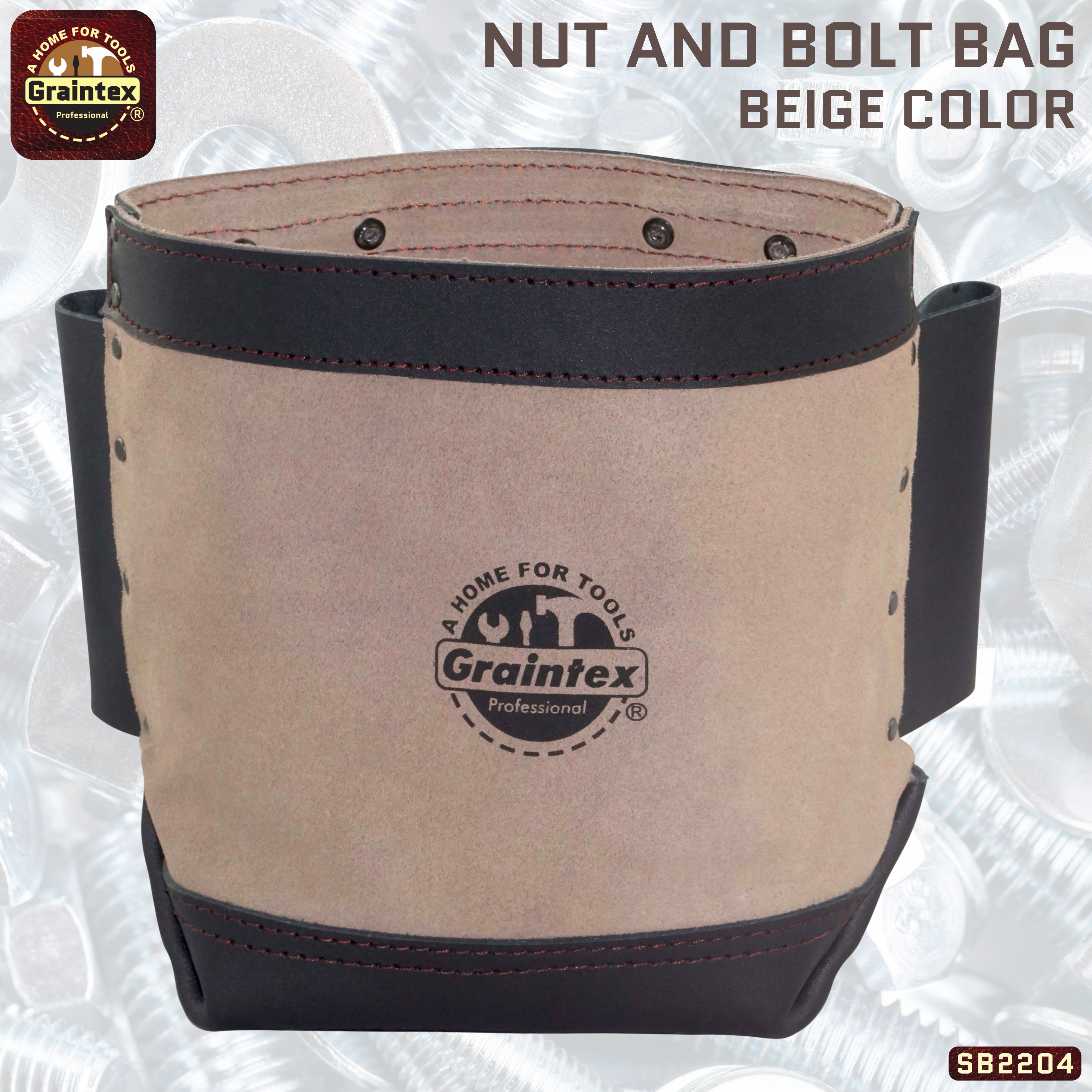 SB2204 :: Heavy Duty Leather Nut & Bolt Bag – Graintex